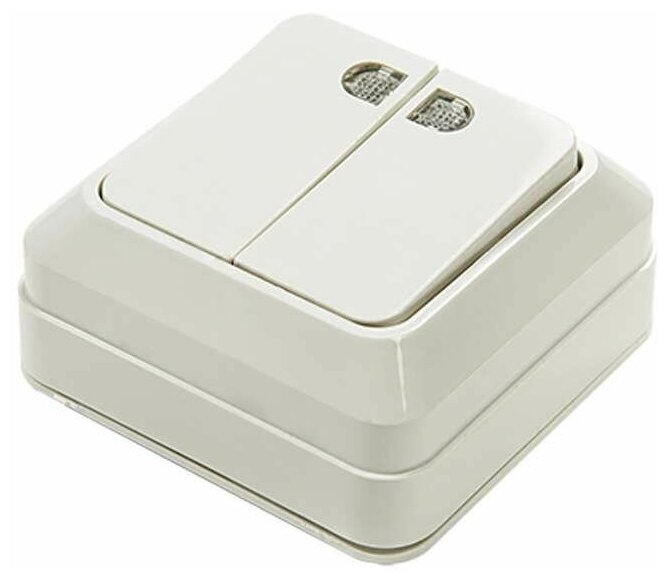 Выключатель 2-кл. ОП Bolleto 10А IP20 7123 накладной с подсветкой бел. ASD / IN HOME 4680005959778