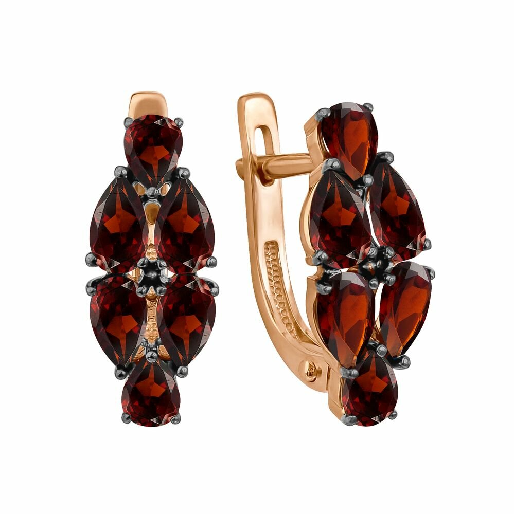 Серьги, золото, 585 проба, гранат
