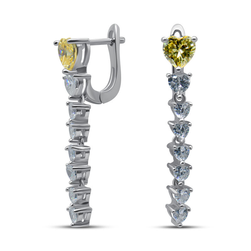 Серьги, серебро, 925 проба, фианит