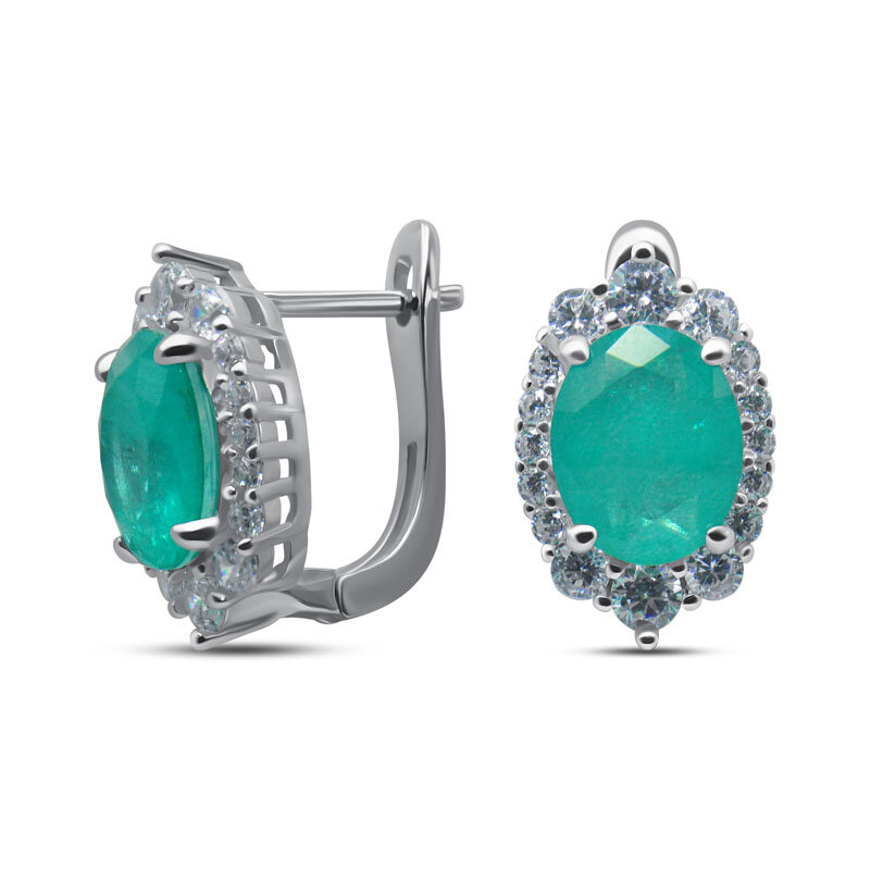 Серьги, серебро, 925 проба, фианит