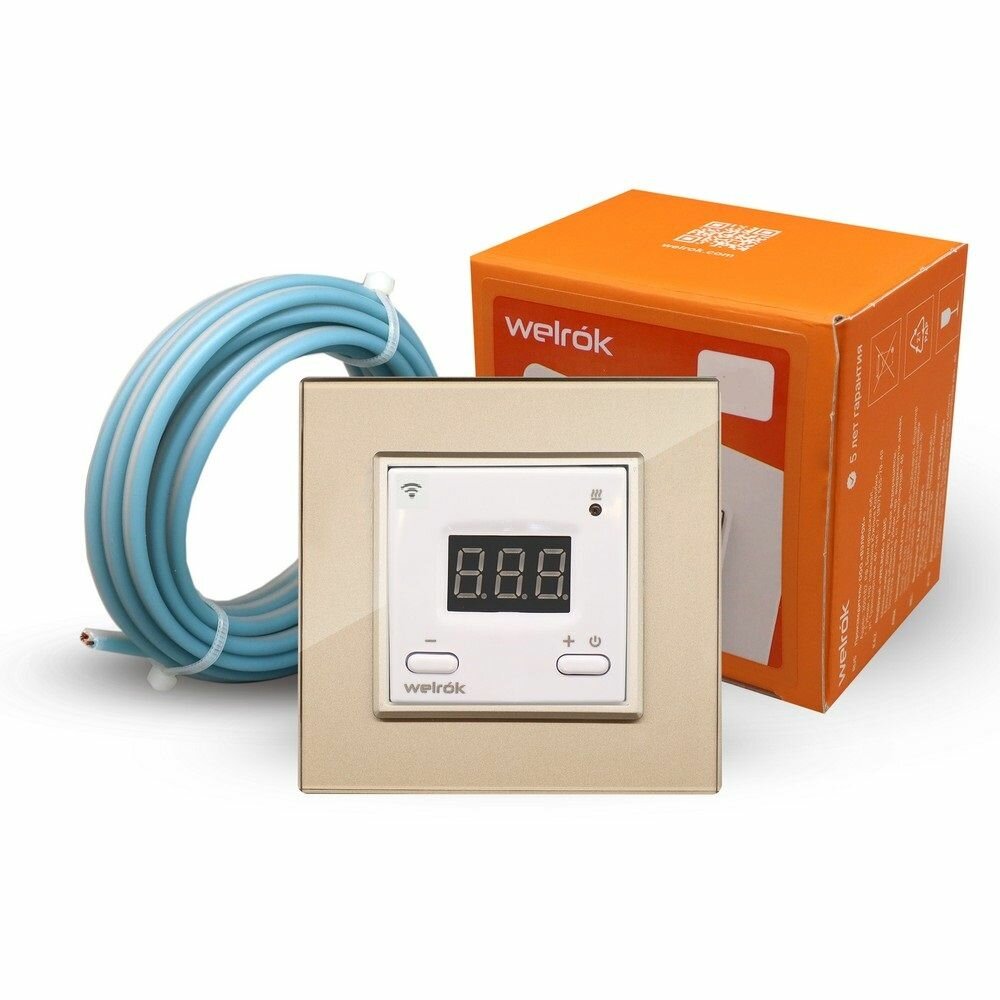 Умный термостат Welrok AZ Wi-Fi для теплого пола, белый встраиваемый в рамку Livolo, сенсорное управление, датчик 3 м