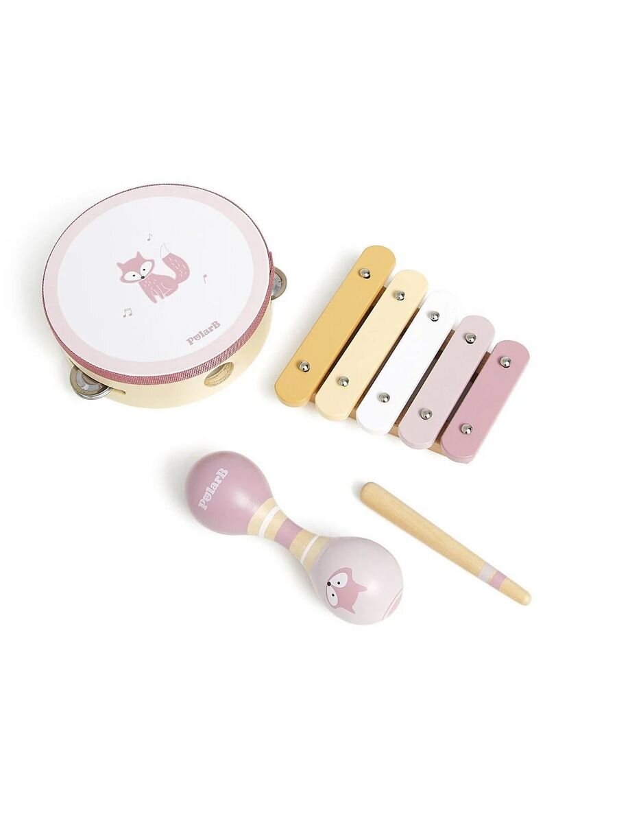 Музыкальный набор Лисичка бубен маракас ксилофон 44214 Viga PolarB / Деревянные музыкальные инструменты для малышей