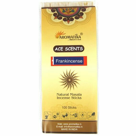 Ace Scents FRANKINCENSE Natural Masala Incense Sticks, Aromatika (ладан натуральные ароматические палочки, Ароматика), 100 палочек.