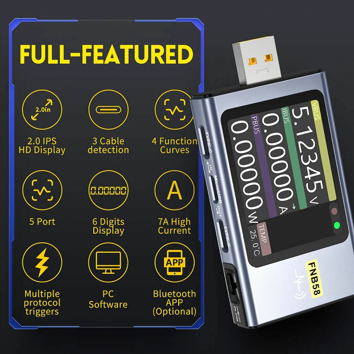 USB-тестер FNIRSI-FNB58 — фото 1