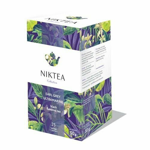8шт, Чай черный Niktea Эрл Грей Ультрамарин в пакетиках, 25 пак.