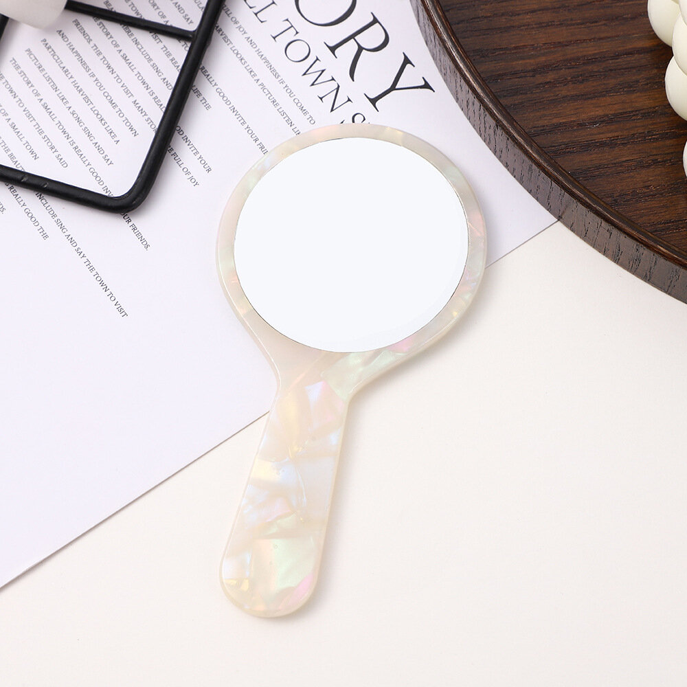 Зеркало с ацетатной ручкой, круглое портативное компактное зеркало для макияжа, ручное зеркало для ежедневных