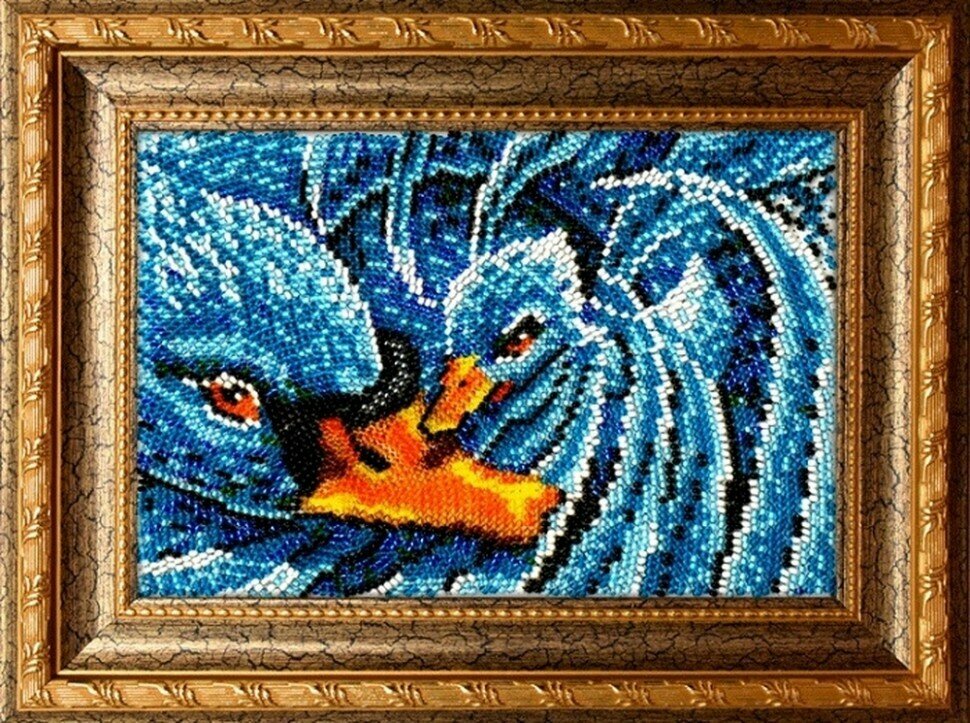 Набор для вышивания Вышиваем бисером #В-103 Утиная забота, Вышивка бисером, 12 x 19 см