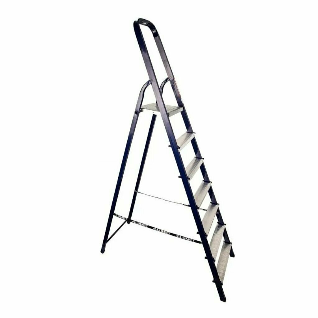 Стремянка 1 секция, 7 ступеней, алюминий, металл, 1.45 м, 150 кг, Alumet, М8407 - 1 шт