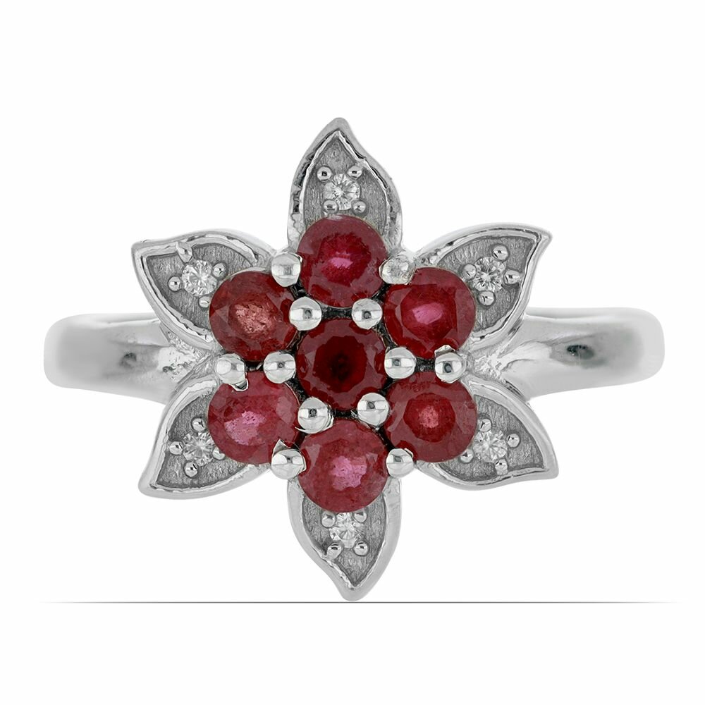 Кольцо Ювелирия, серебро, 925 проба, родирование, циркон, рубин