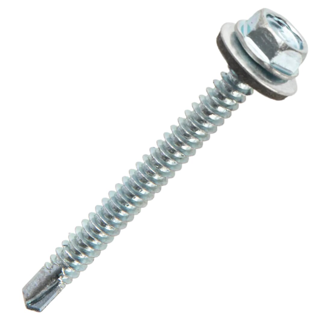 Саморезы кровельные по металлу с пресс-шайбой цинк 6.3x64 40 шт.