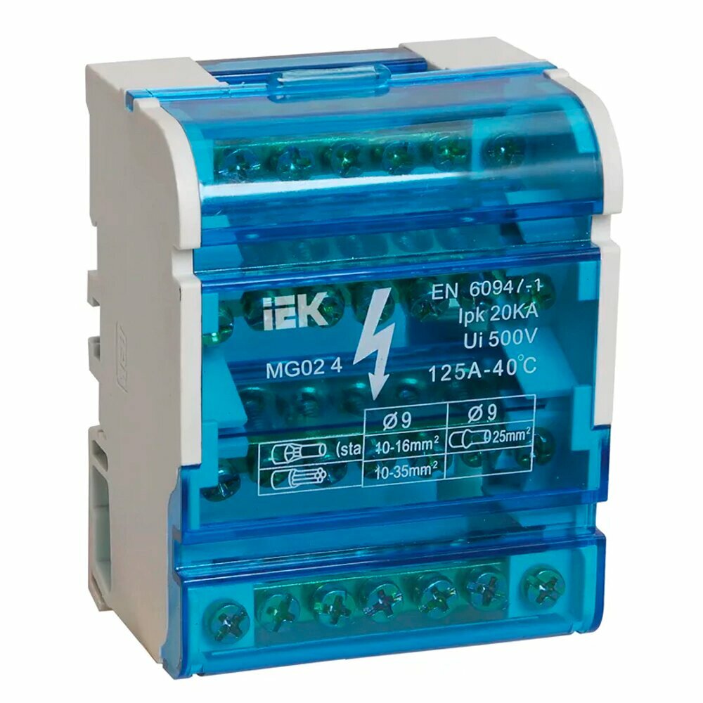 Шина нулевая IEK 4х7 групп на DIN-рейку в корпусе