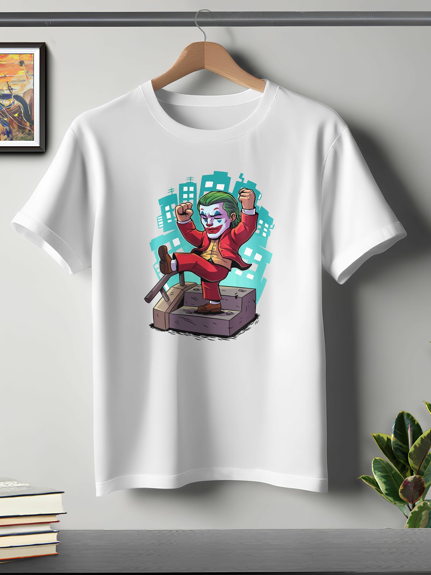 Футболка ONEQ унисекс 52-54 (XXL) размер с принтом Джокер, белая