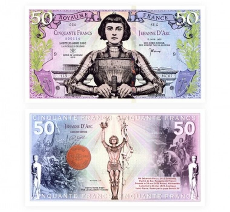 50 франков 2019 Франция, частный выпуск, сувенирная копия, банкноты и купюры редкие коллекционные