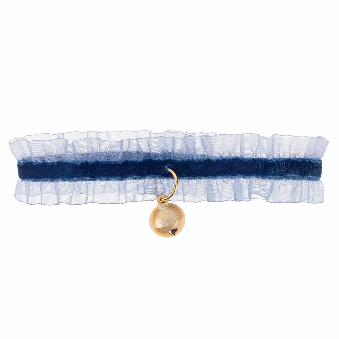 Ошейник для животного Волна веселья Праздничный с бубенчиком, для питомца 25-30 см Синий