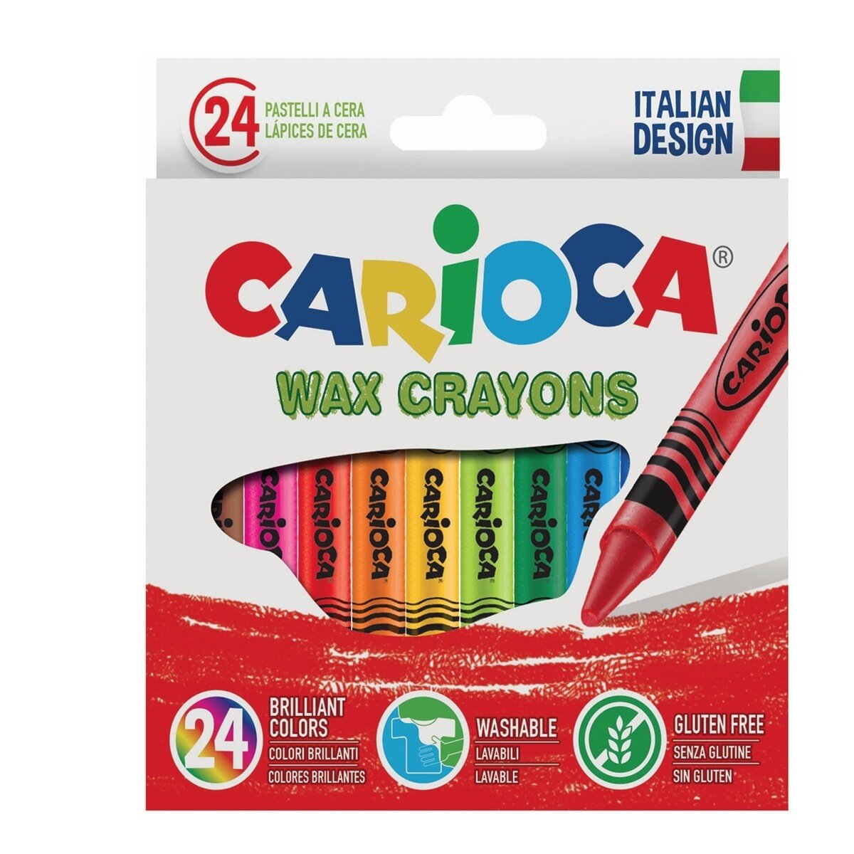 Восковые мелки Carioca 24 цвета, смываемые (42366)