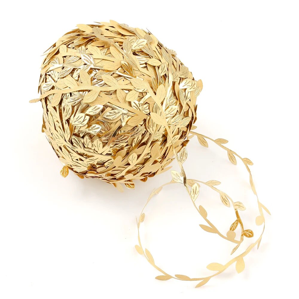 Искусственные зеленые золотые листья из шелка 5 метров Золотой