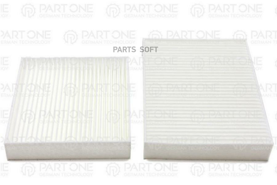 Фильтр салона set, 2 pcs, CITROEN C3/C4/DS3 09>, PEUGEOT 207/208/2008 1.4-1.6HDi 06>, 159x153x32 + 204x159x32 PART-ONE 1CF138 | цена за 1 шт