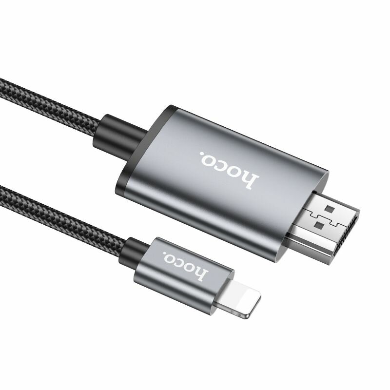 Кабель HOCO UA27 Lightning выход на HDMI - 2 метра 1080P, серый
