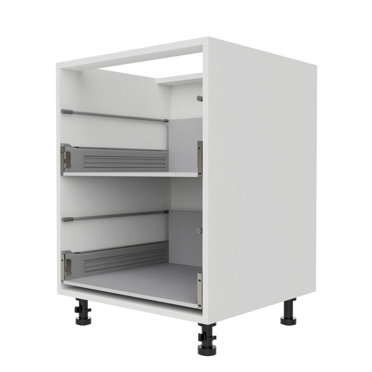 B-600-2M, Каркас тумбы напольной Ш600мм, В720мм, 2 метабокса Белый