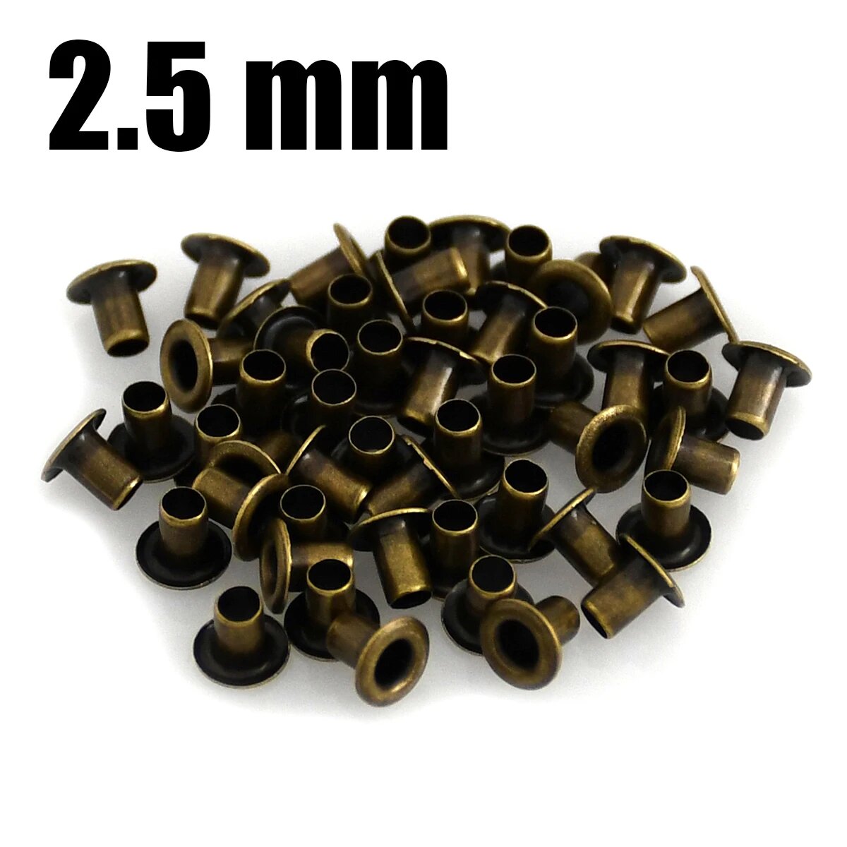CLOXY Латунные люверсы 100 комплектов 1,5 мм/2 мм/2,5 мм ID 2.5mm Bronze