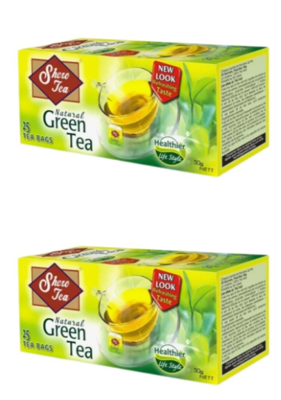 Shere Tea Чай в пакетиках Зеленый, 25 шт по 2 г, 2 уп