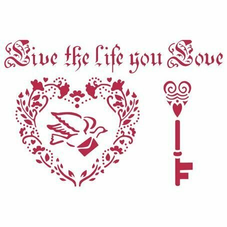 Трафарет STAMPERIA "Сердце и ключ", полупрозрачный пластик на основе из полиэстера