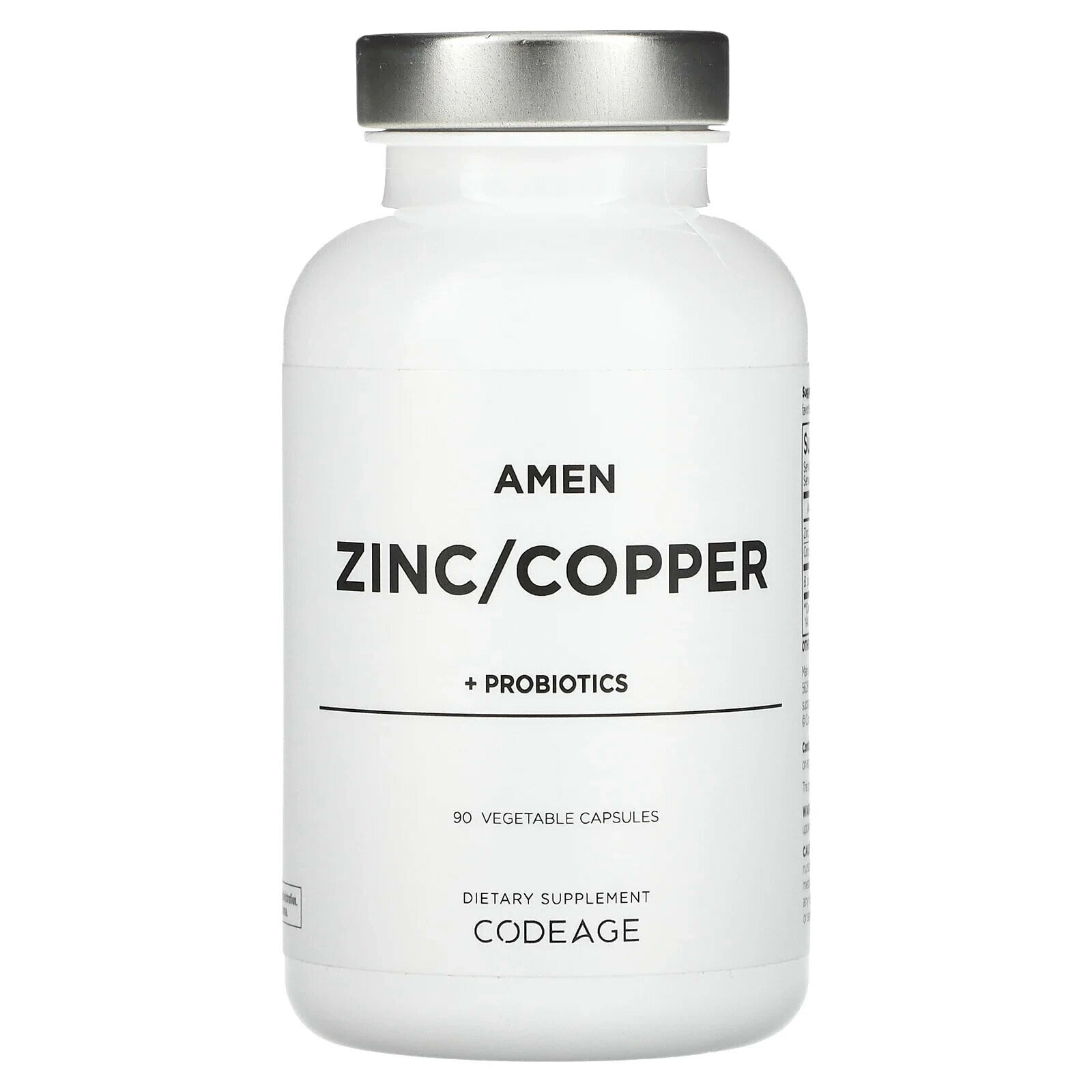 Минеральный баланс Codeage, Amen Zinc Copper With Probiotics, 90 капсул