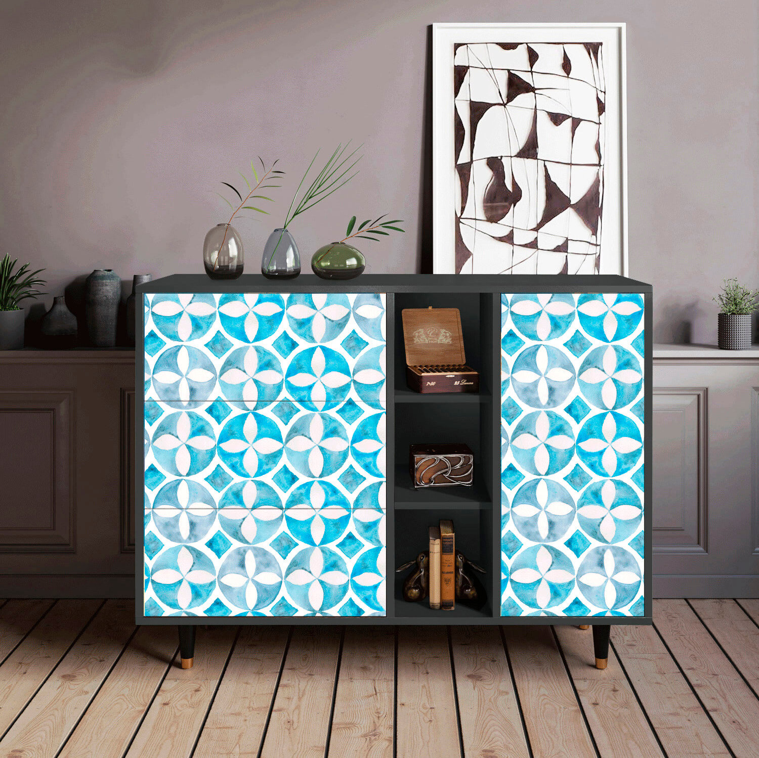 Комод - STORYZ - BS2 Porto Mood, Разер - 125 x 97 x 48 см , Цвет корпуса - Антрацит
