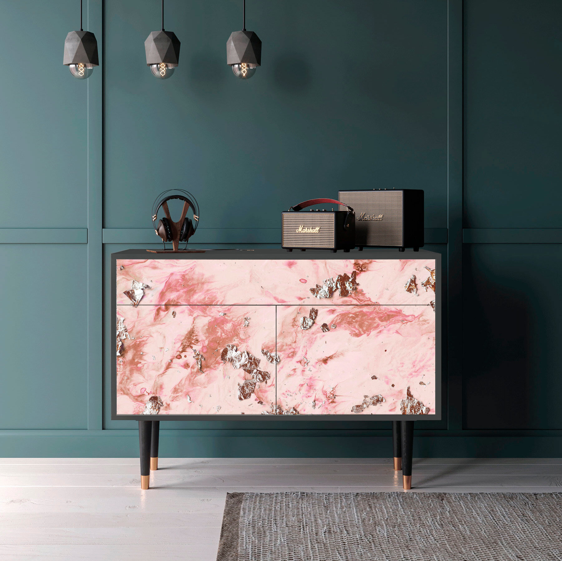 Комод - STORYZ - BS4 Cotton Candy, Размер - 115 x 85 x 48 см, Цвет корпуса - Антрацит