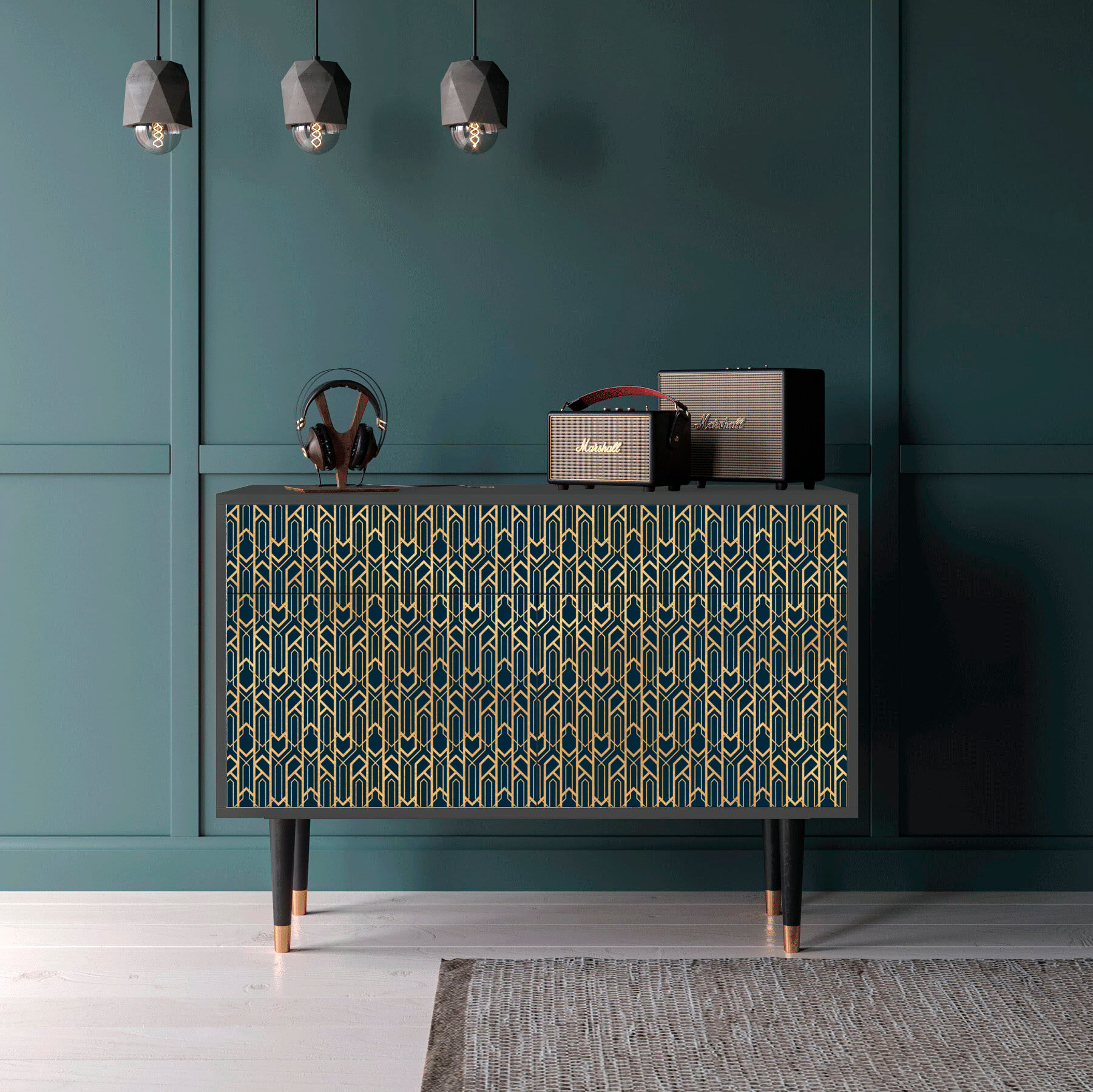 Комод - STORYZ - BS4 Golden Empire, Размер - 115 x 85 x 48 см, Цвет корпуса - Антрацит