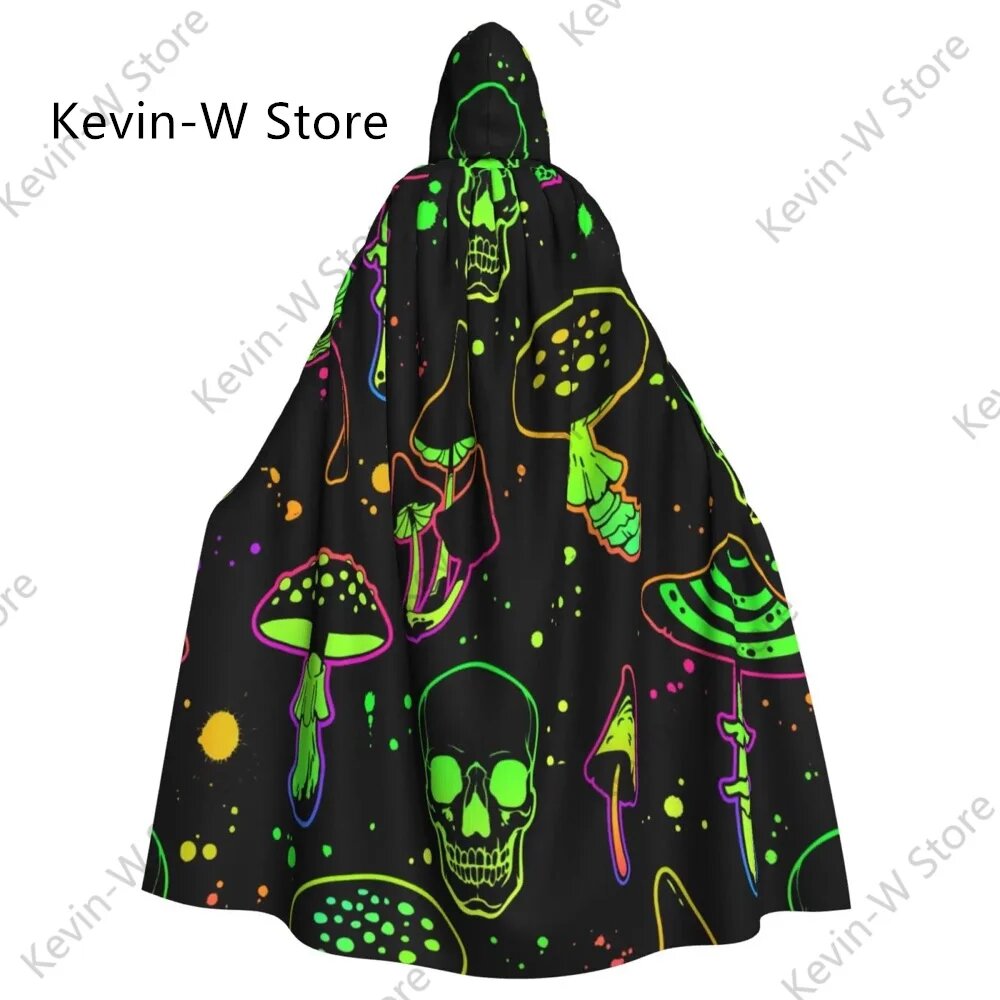 Психоделический плащ с капюшоном из полиэстера Черный, Black