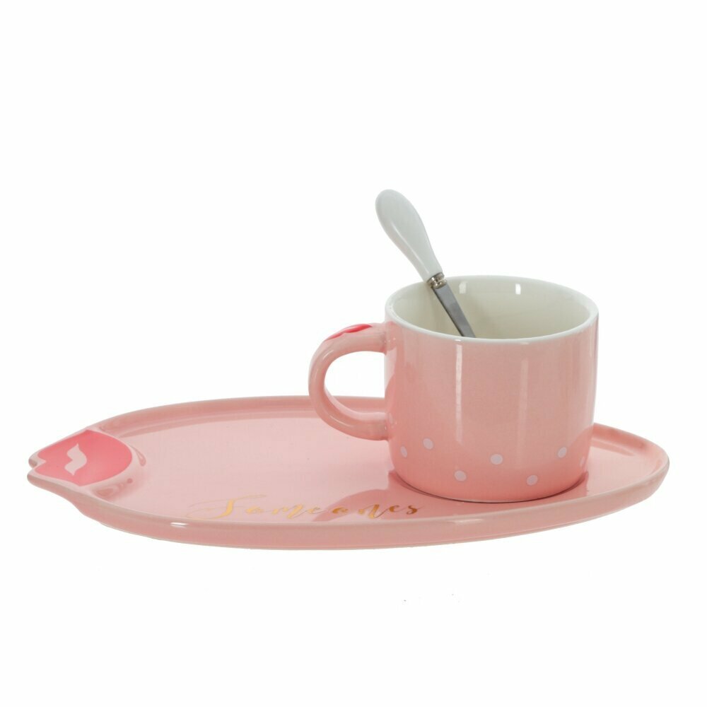 Кружка с блюдцем и ложкой, 200 мл, 25х14х8 см KSM-814376_1