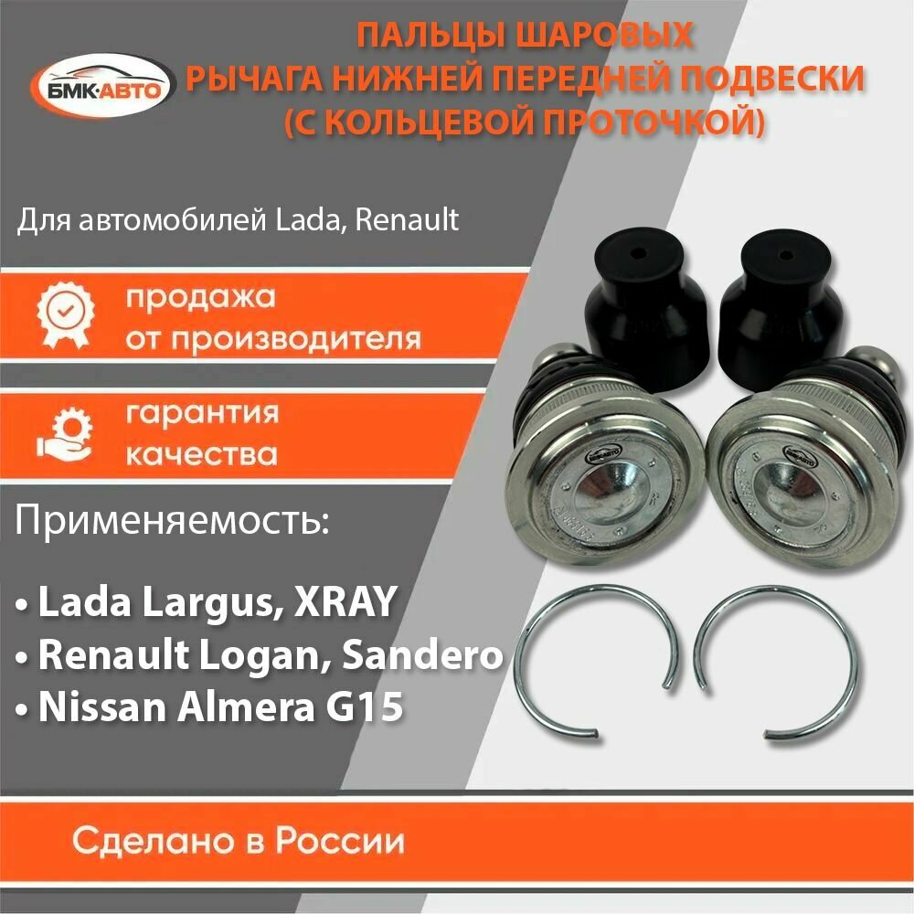 Комплект шаровых опор с круговой проточкой 401604793R для Lada Largus, XRAY, Renault Logan, Sandero бмк-авто
