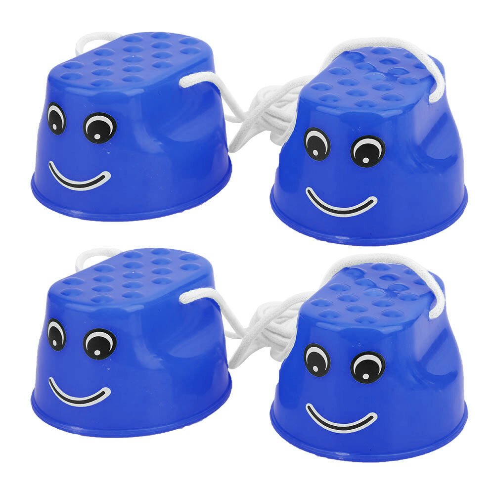 2 пары детских тренировочных ходулей с утолщенными подошвами для ходьбы, игрушка для балансировки ног, синяя