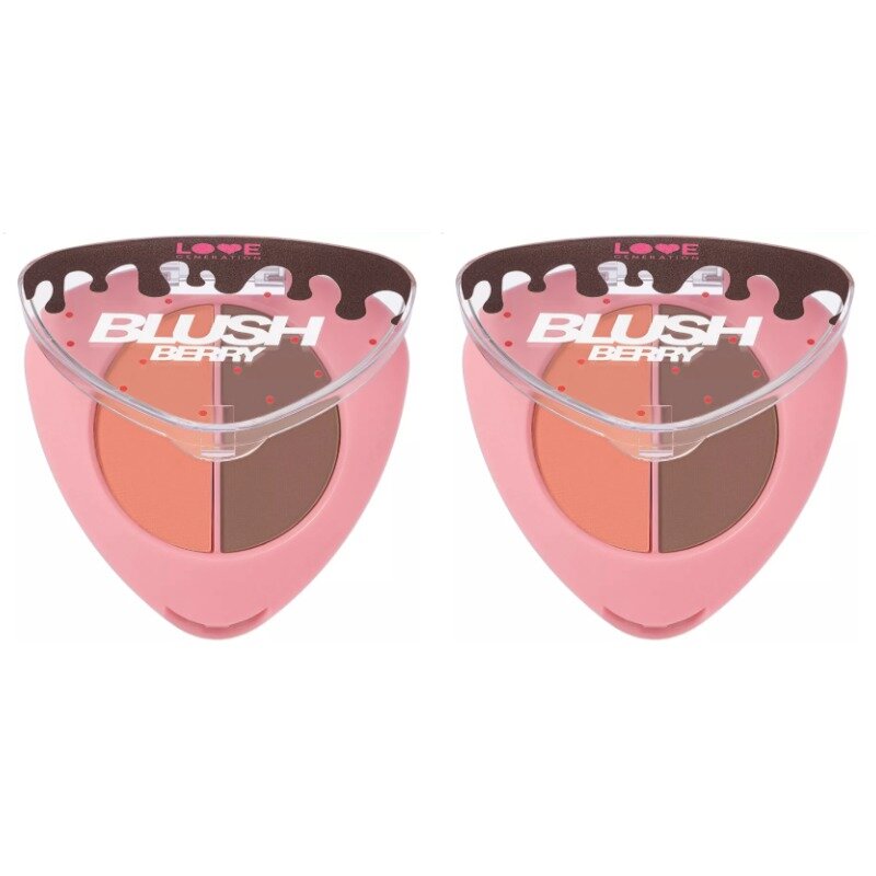 Корректор для лица Love Generation, палетка BlushBerry, шелковистая текстура, № 01 Strawberry Shortcake, 6г, 2шт