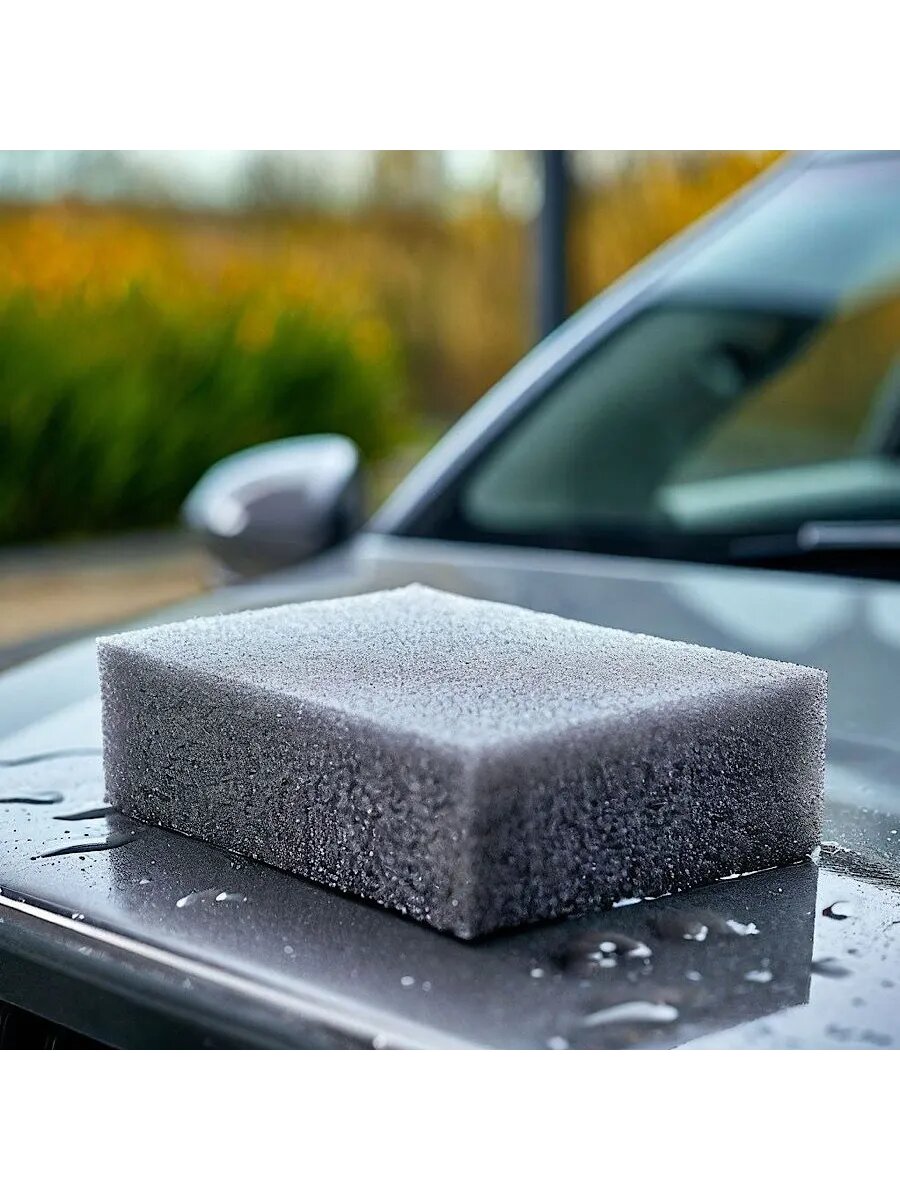 Губка для мытья автомобилей, серый цвет, размер 12 см х 5 см
