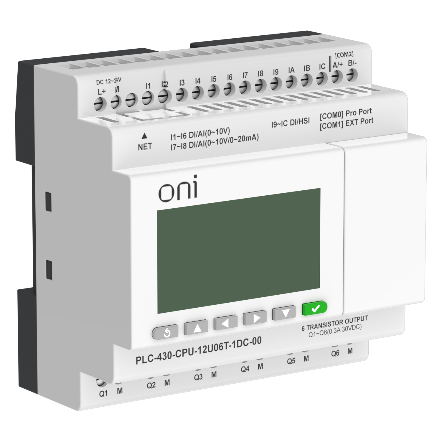 ПЛК 430 Модуль ЦПУ 4 DI 6 UI (0-10 В/DI) 2 UI (0-10 В/0-20 мА/DI) 6 TO 24В DC с Ethernet портом с экраном ONI, IEK PLC-430-CPU-12U06T-1DC-00 (1 шт.)