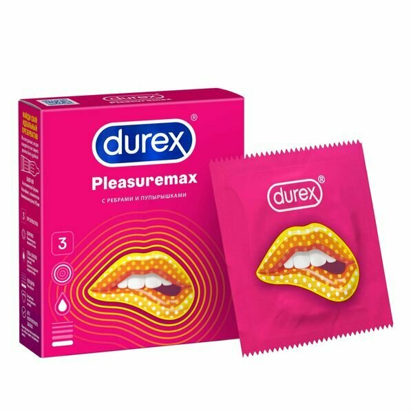 Презервативы с рельефными полосками и точечной структурой Pleasuremax Durex/Дюрекс 3шт