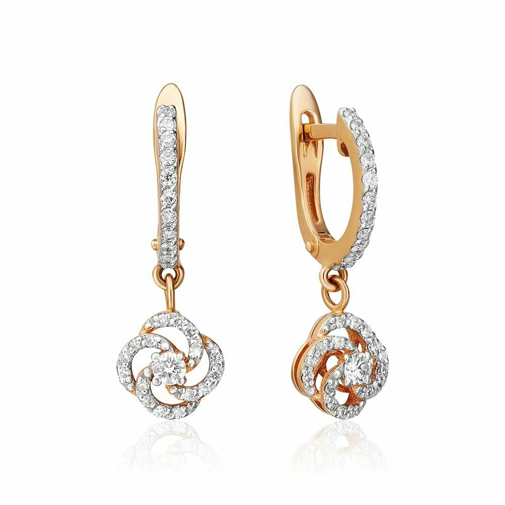 Серьги PLATINA, красное золото, 585 проба, бриллиант