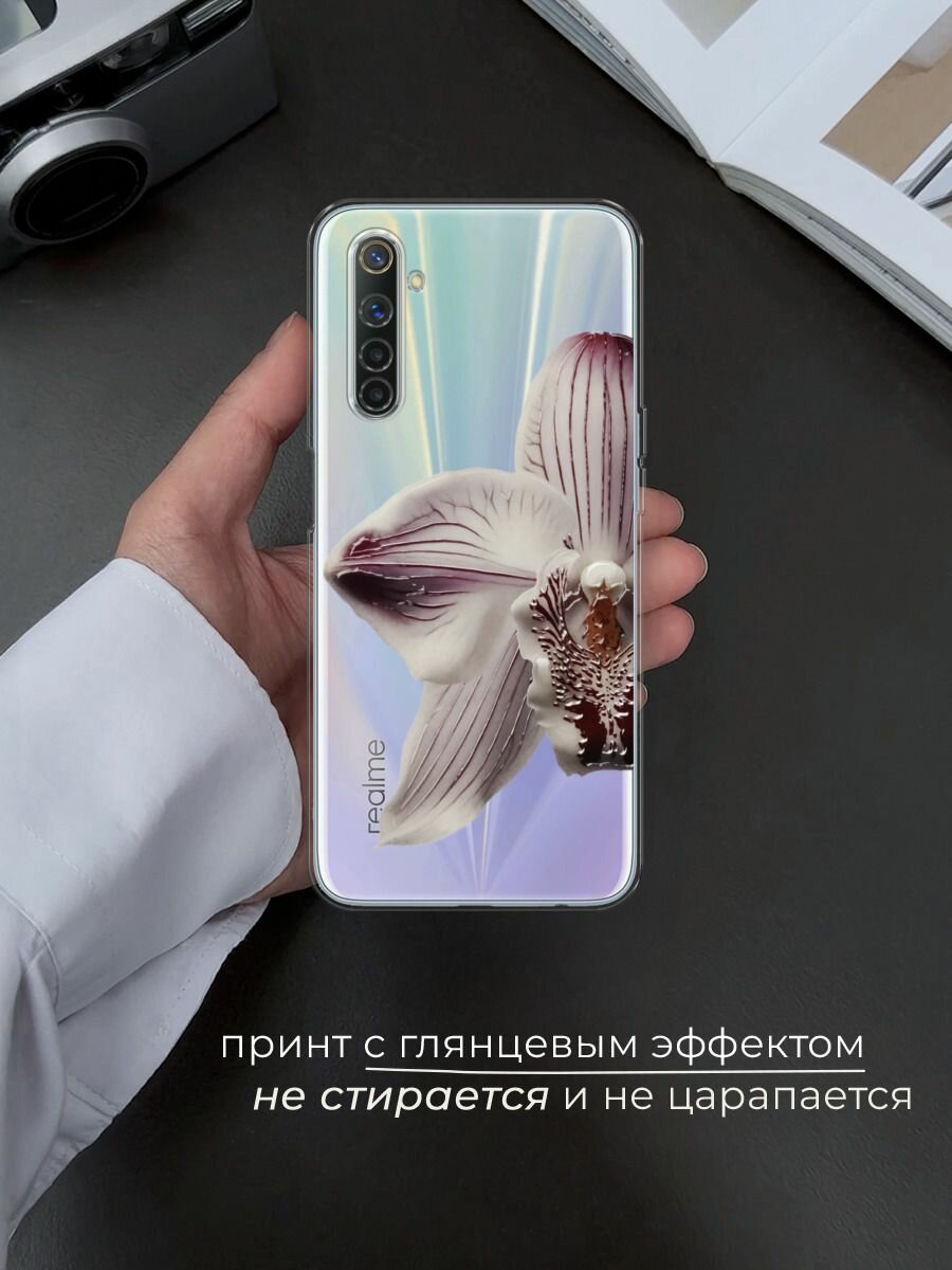 Силиконовый чехол на Realme 6 / Реалми 6 с принтом Белая орхидея — фото 1