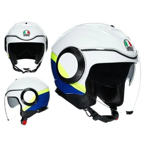 AGV Мотошлем, цвет: белый, зеленый, размер: L