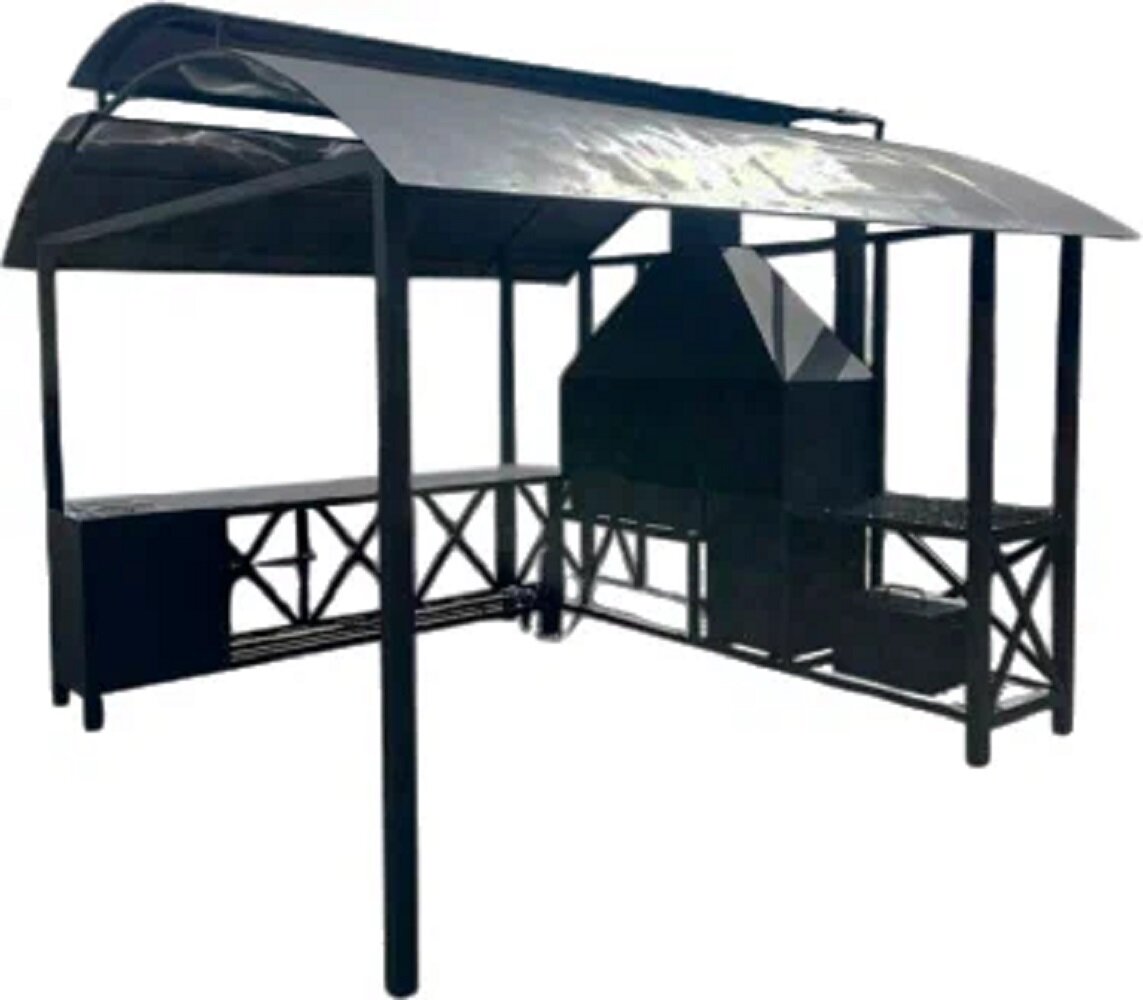 Мангал-беседка Хозяин XL с крышей, стационарный, 300 х 300 х 235 см