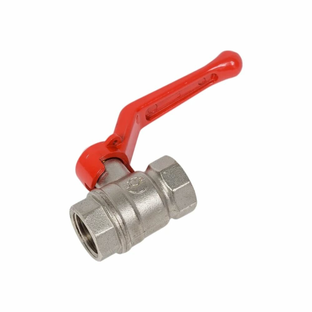 Кран шаровой для воды Valfex N/P59 1/2" ВР/ВР ручка-рычаг, латунный никелированный 11Б27фт1М(96/24) VF.214. NR1.012. N/P59. Bir