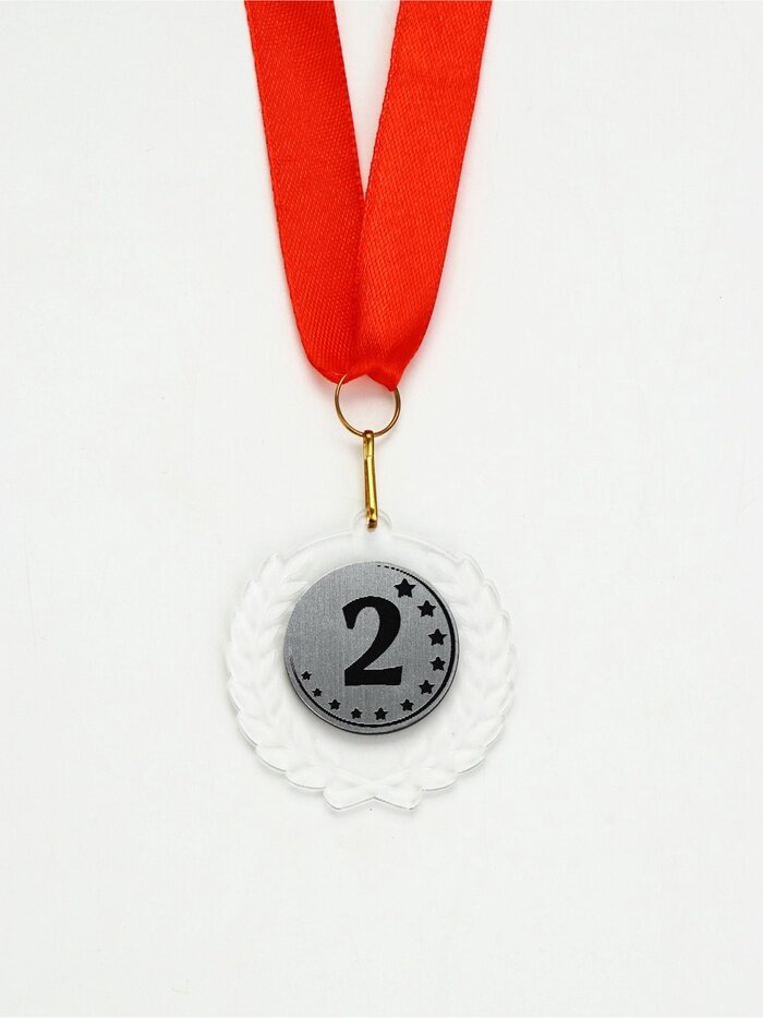 Медаль призовая «2 место», на ленте, d=5 см