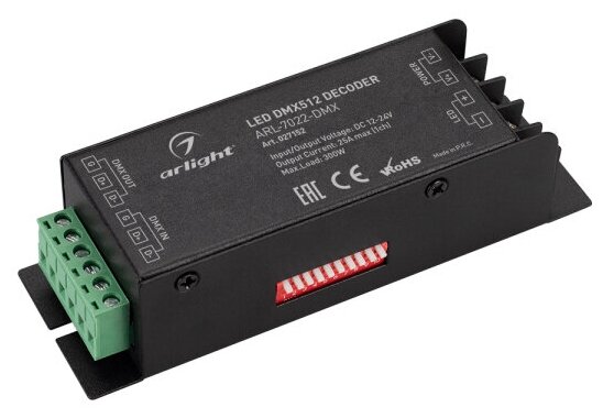 Декодер ARL-7022-DMX (12-24V, 1x25A, DMX512) (Arlight, IP20 Металл, 3 года)