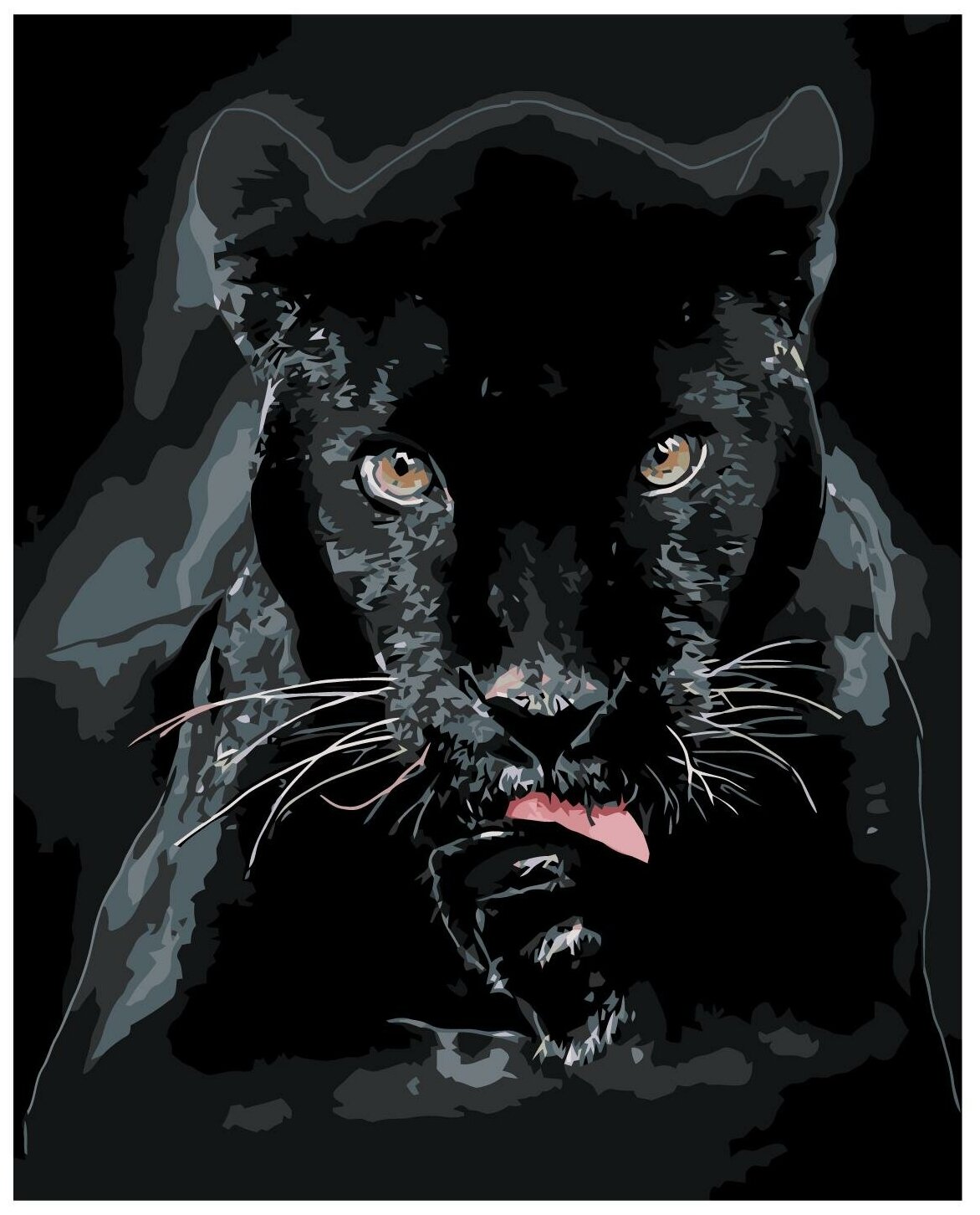 Картина по номерам, "Живопись по номерам", 40 x 50, ARTH-AH274, дикие, животные, Чёрная пантера, живопись, грация, картина