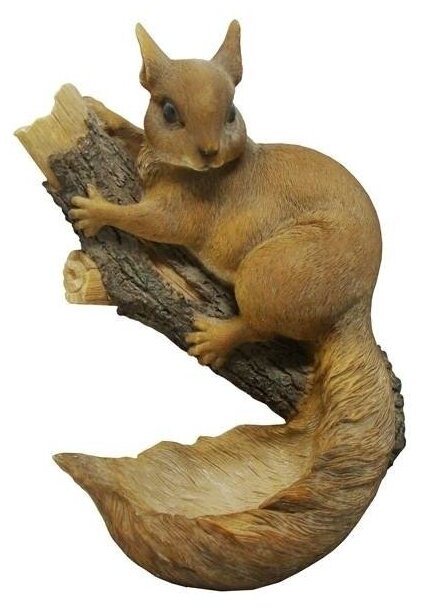 Фигура садовая Белочка на ветке навесная кормушка L18 W12 H28 см (полистоун)