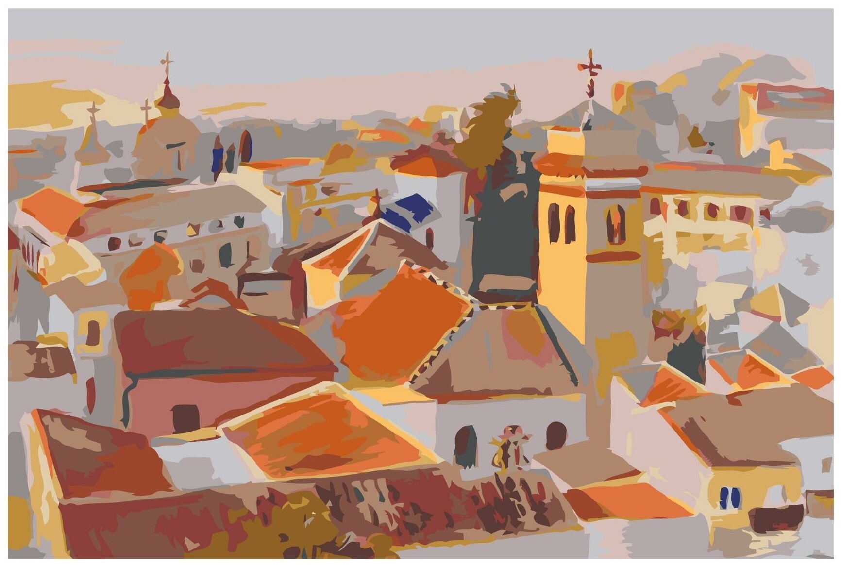 Оранжевый закат Раскраска картина по номерам на холсте