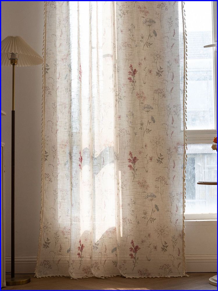 Тюль на петлях из пестроткани 150x220 см бежевый кружевной 1 шт