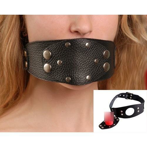 Кляп-фаллос Sitabella, чёрный с красным, на черных ремешках, кожаный